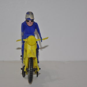Vintage Plastic Motorcycle Toy With Trick Rider - 4” Long Yellow and ...