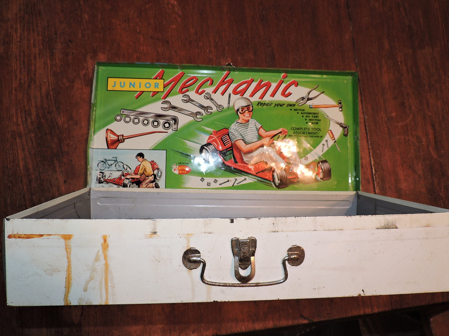 1950s Junior Mechanic Metal Toy Box With Hinged Lid & Latch | Etsy