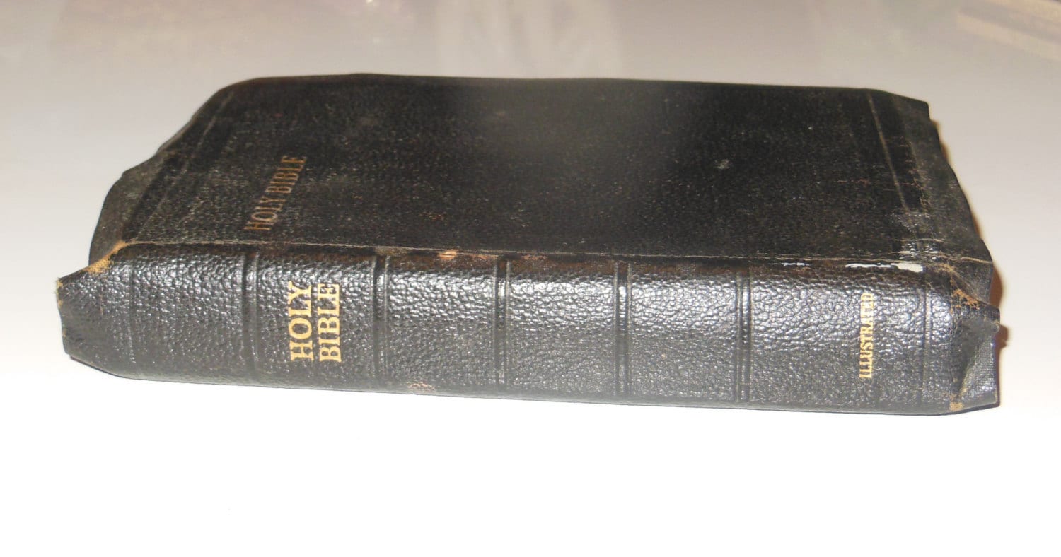 Antique Bible Vintage Leather Book With Red Text Block Edges - Etsy