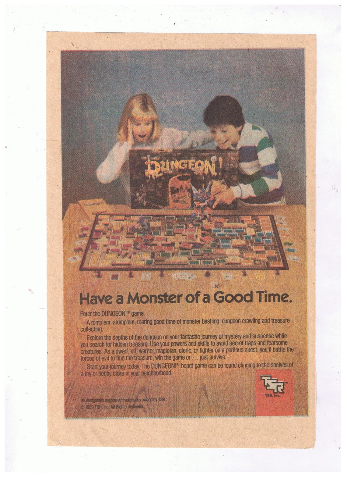 2x 1989 DUNGEON RPG TSR Board Game Vintage Toy Ads | Etsy