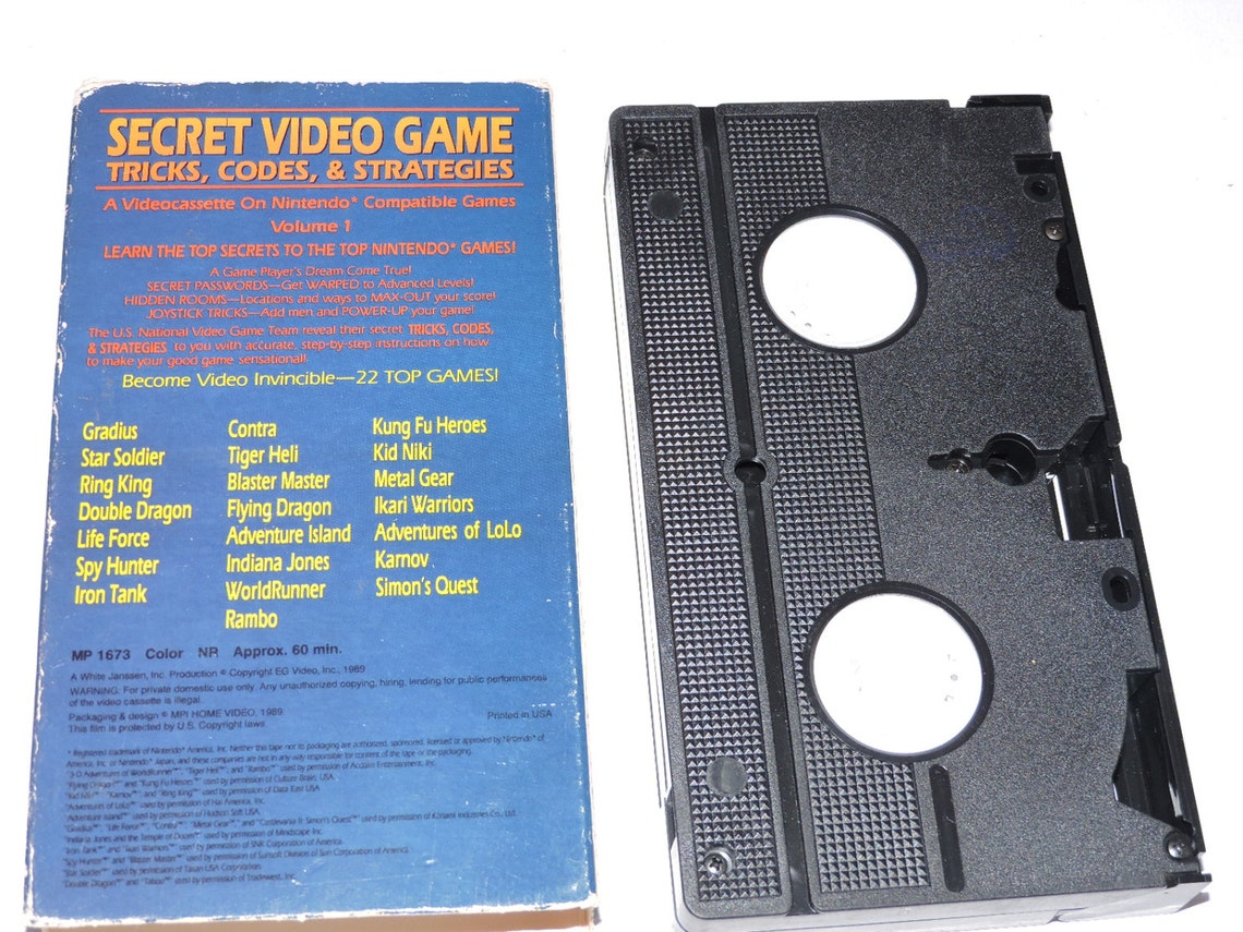 Nintendo Vintage Video Game VHS Tape Secret Video Game Tricks, Codes ...
