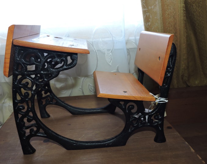 Vintage Oak Slant Top School Desk With Attached Bench. - Etsy