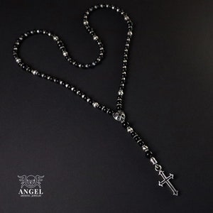 Rosary Mens Raw Silver Necklace, Handmade Silver Prayer Rosary ...