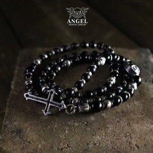 Rosary Mens Raw Silver Necklace, Handmade Silver Prayer Rosary ...