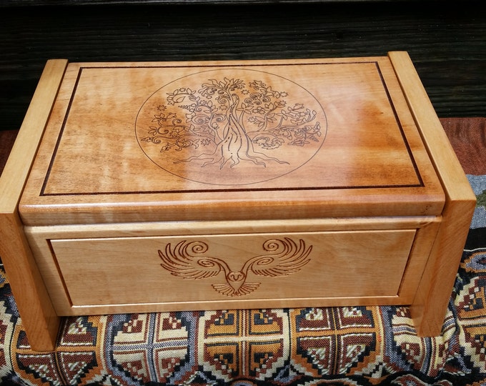 Large Tree of Life and Fancy Owl in Flight Carved Maple Box - Etsy