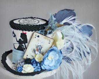 White Rabbit Mini Top Hat White Rabbit Costume Fascinator | Etsy