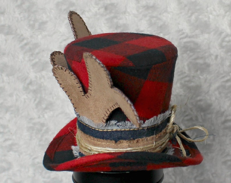 Lumberjack Mini Top Hat Antlers Hat Mad Hatter Hat - Etsy