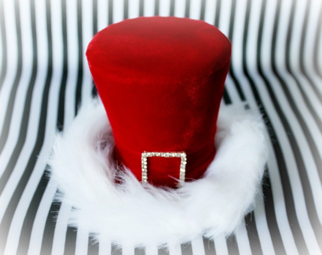 Holiday Hat, Christmas Hat, Holiday Party Hat, Red Mini Top Hat, Mad ...