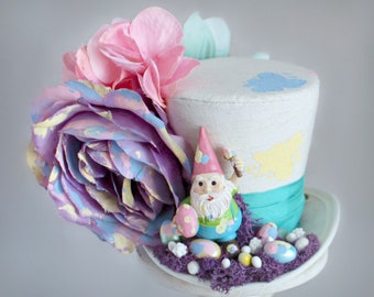 Easter Mini Top Hat, Spring Mini Hat, Spring Fascinator, Floral Mini ...
