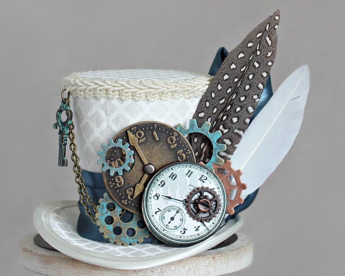 Steampunk Mini Top Hat Literature Mini Hat Steampunk Floral | Etsy