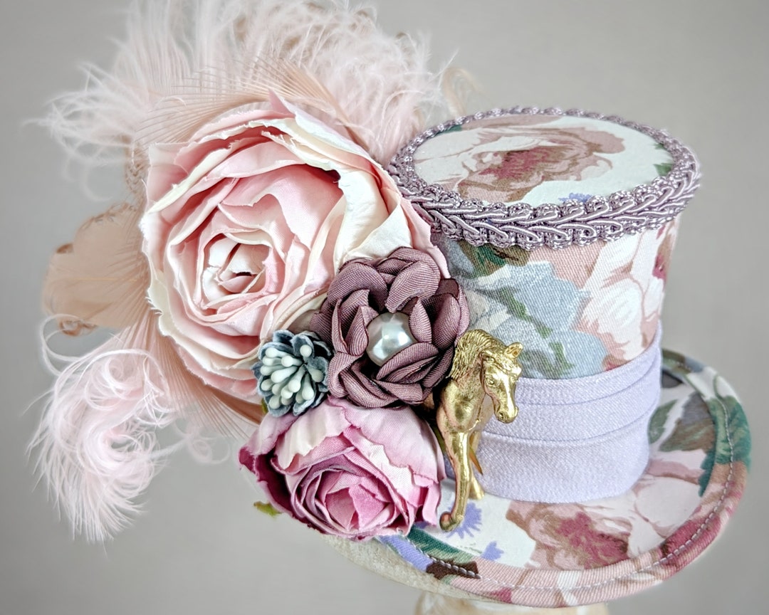 Pink Kentucky Derby Mini Hat Horse Mini Top Hat Flower Mini - Etsy