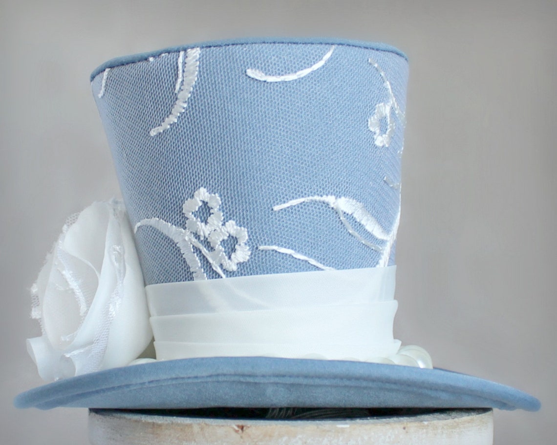 Blue Mini Top Hat Blue Wedding Hat Bridal Mini Top Hattea - Etsy