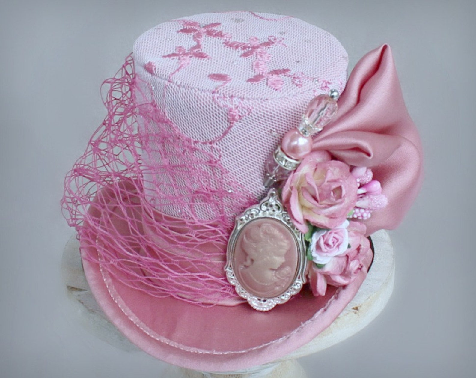 Pink Mini Top Hat Monochromatic Mini Top Hat Victorian Hat - Etsy