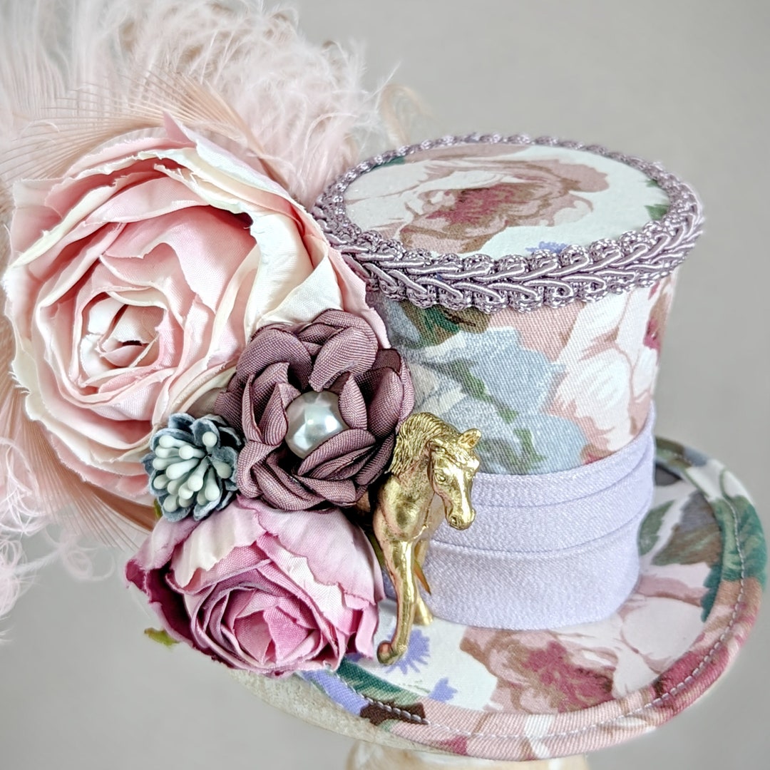 Pink Kentucky Derby Mini Hat, Horse Mini Top Hat, Flower Mini Top Hat ...