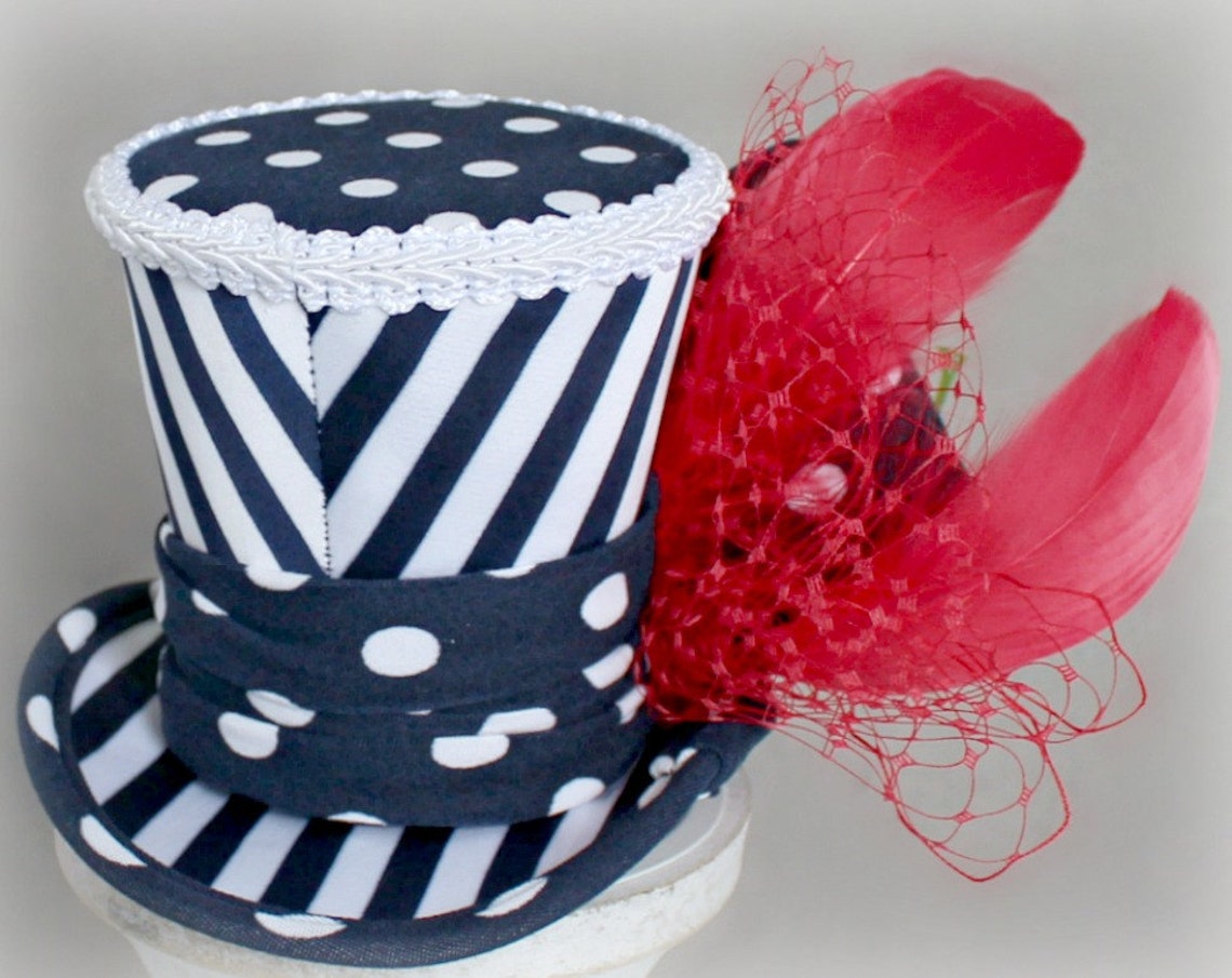 Navy Mini Top Hat Polka Dot Mini Top Hat Retro Mini Top Hat - Etsy