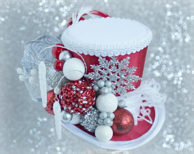 Red Christmas Mini Hat Holiday Party Hat White and Red - Etsy