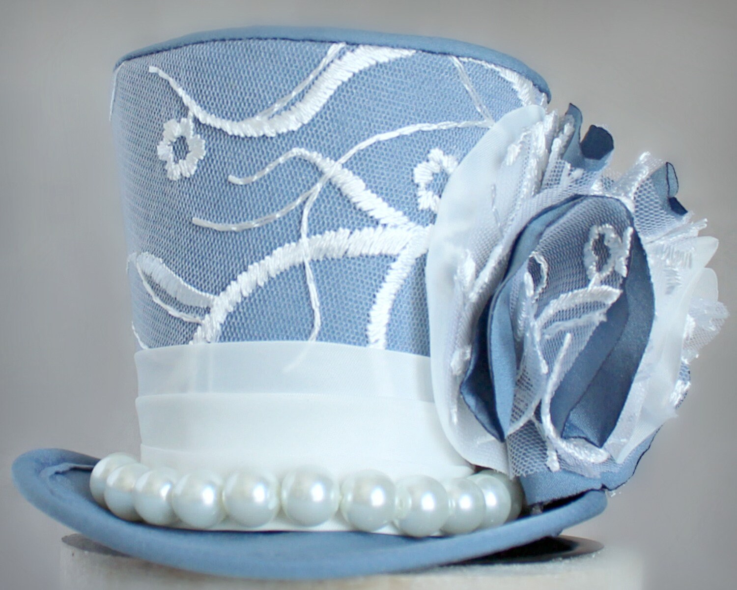 Blue Mini Top Hat Blue Wedding Hat Bridal Mini Top Hattea | Etsy