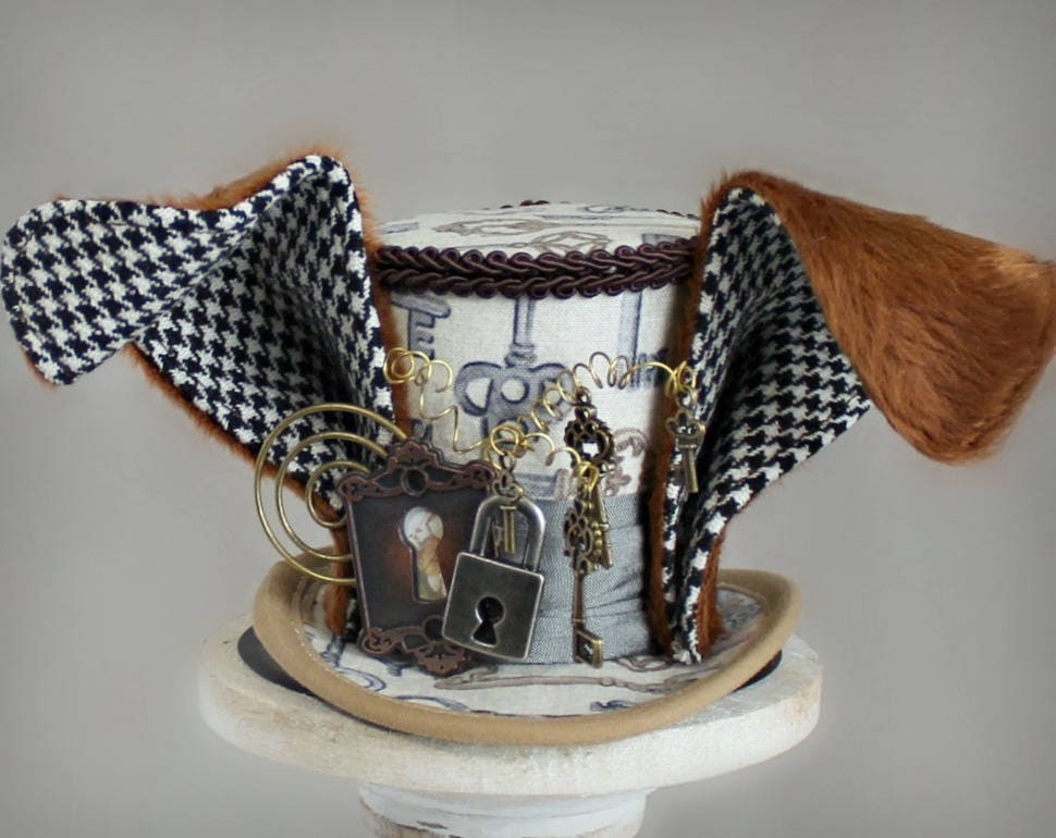 March Hare Mini Top Hat, March Hare Costume Fascinator, Birthday Hat ...
