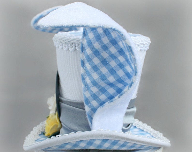 White Rabbit Mini Top Hat, White Rabbit Costume Fascinator, Birthday ...