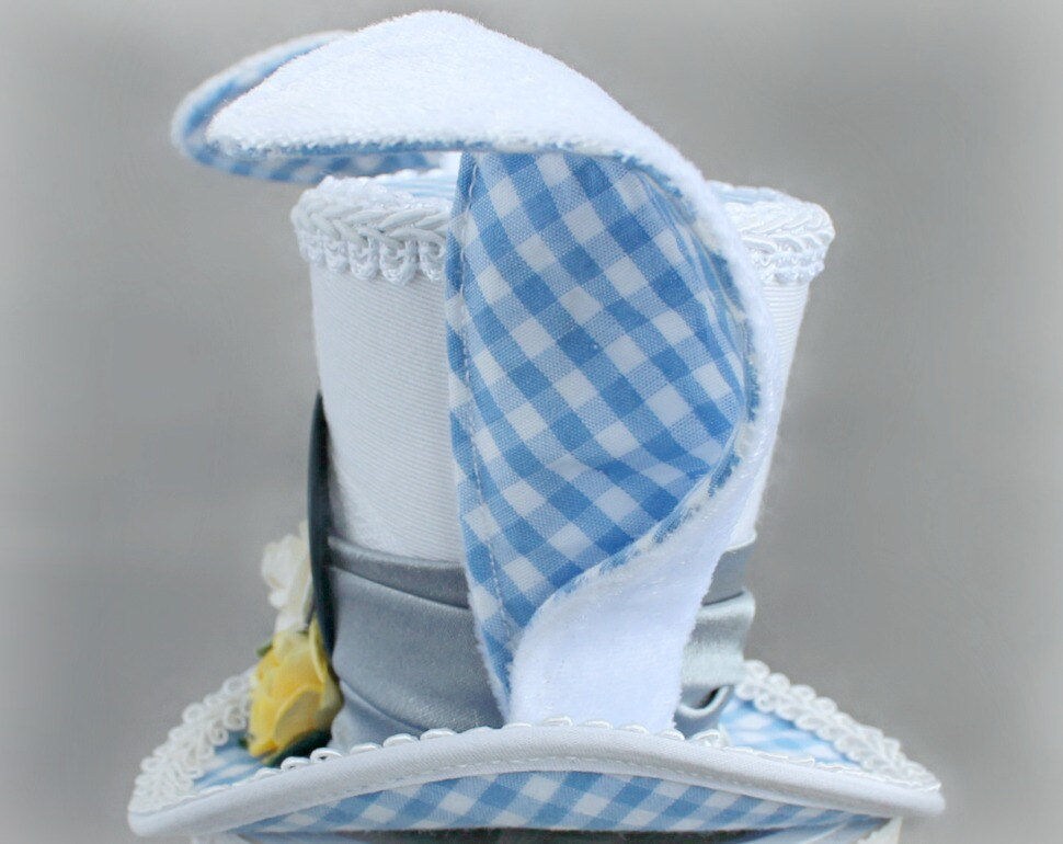 White Rabbit Mini Top Hat, White Rabbit Costume Fascinator, Birthday ...