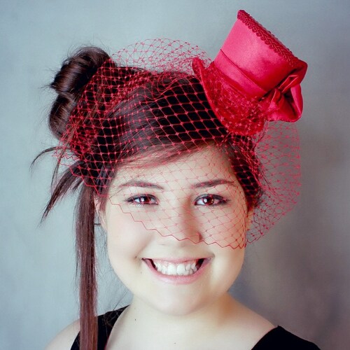 Red Mini Top Hat Wedding Top Hat Mini Hats Tea Party Hat - Etsy