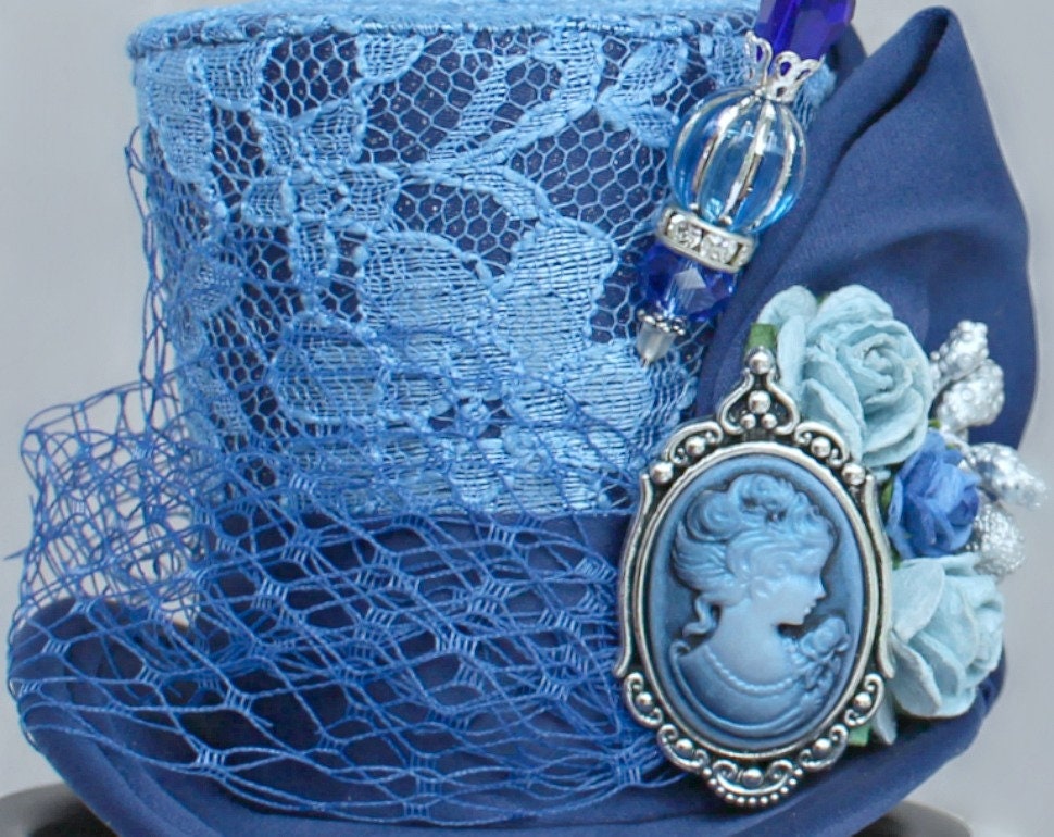 Blue Mini Top Hat Monochromatic Mini Top Hat Victorian Hat - Etsy Canada