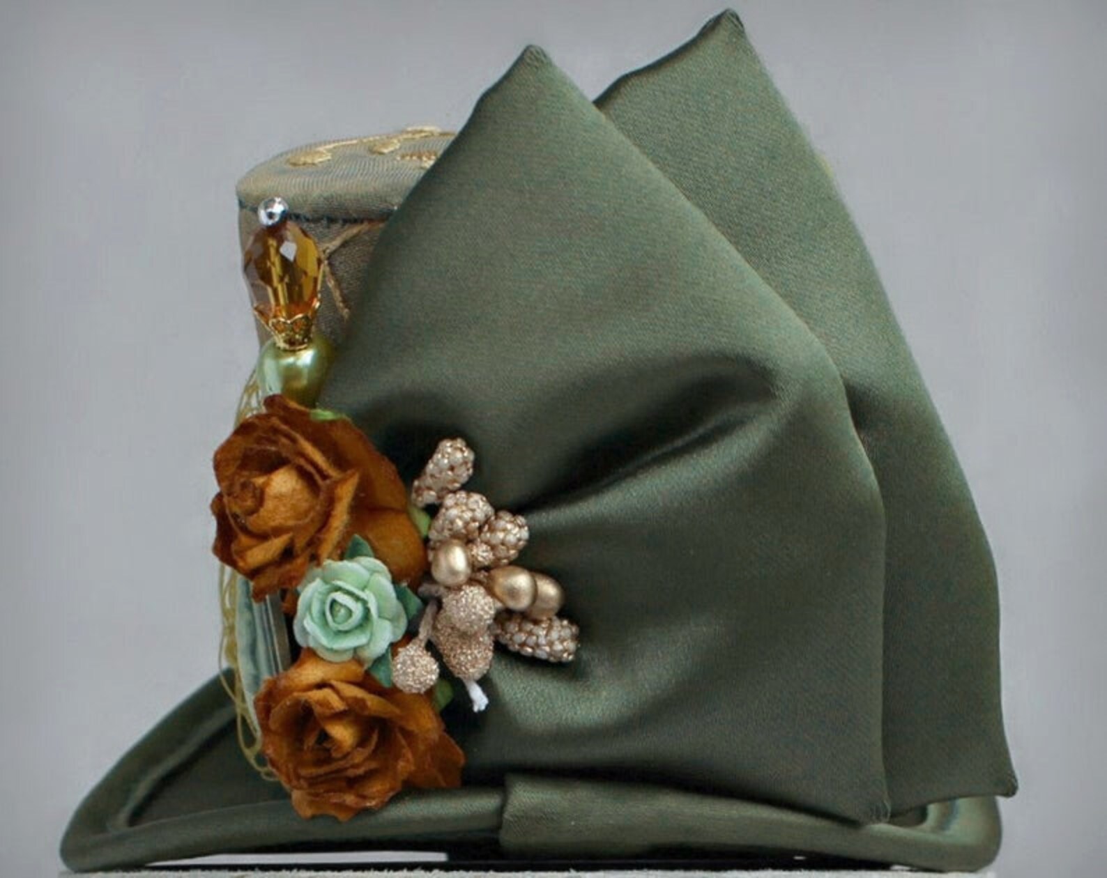 Green Mini Top Hat Monochromatic Mini Top Hat Victorian Hat - Etsy