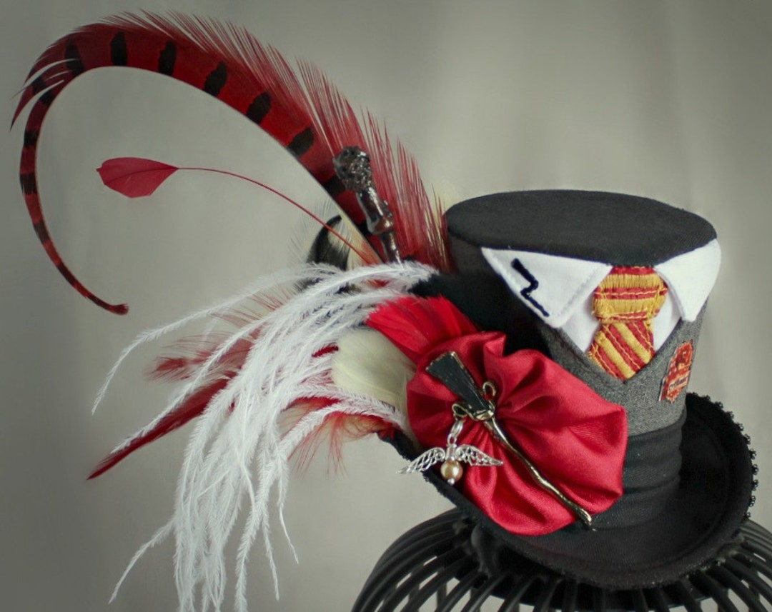 Wizard Mini Top Hat, Wizarding School Hat, Red Black Yellow Mini Top ...