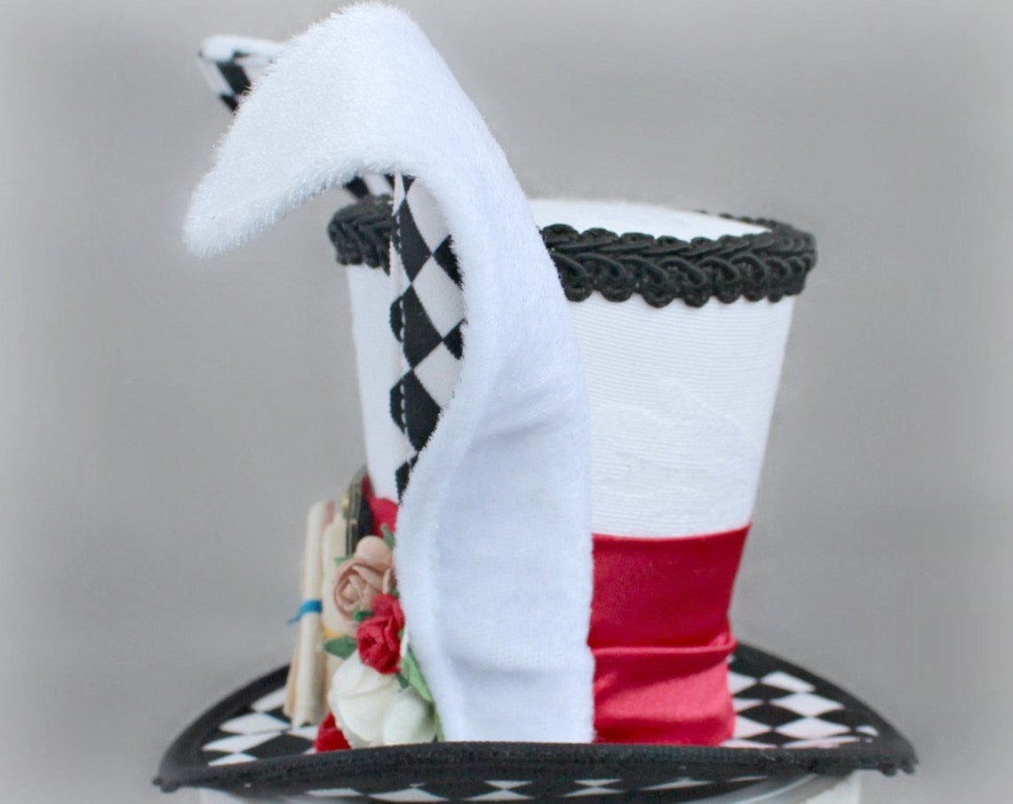 White Rabbit Mini Top Hat White Rabbit Costume Fascinator - Etsy