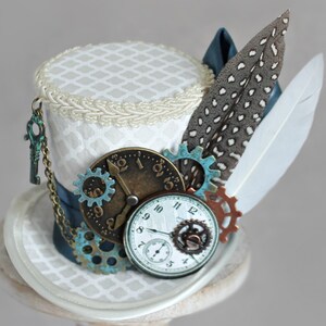 Steampunk Mini Top Hat, Literature Mini Hat, Steampunk Floral Hat, Tea ...