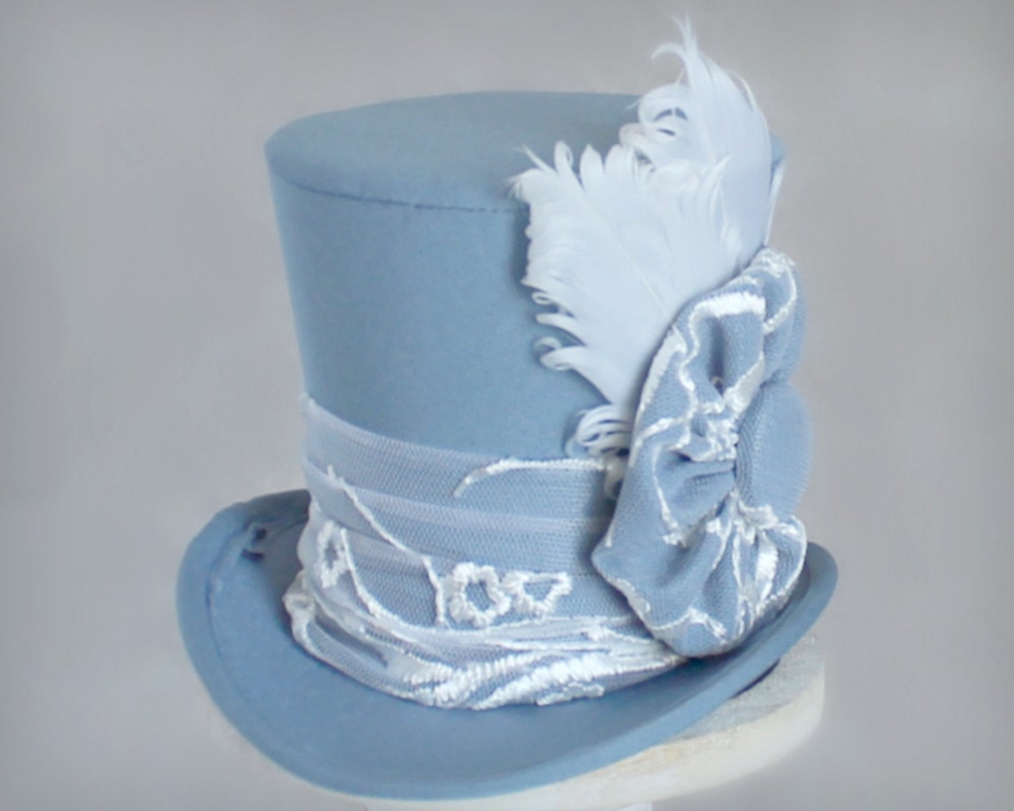 Blue Mini Top Hat Blue Wedding Hat Bridal Mini Top Hattea | Etsy