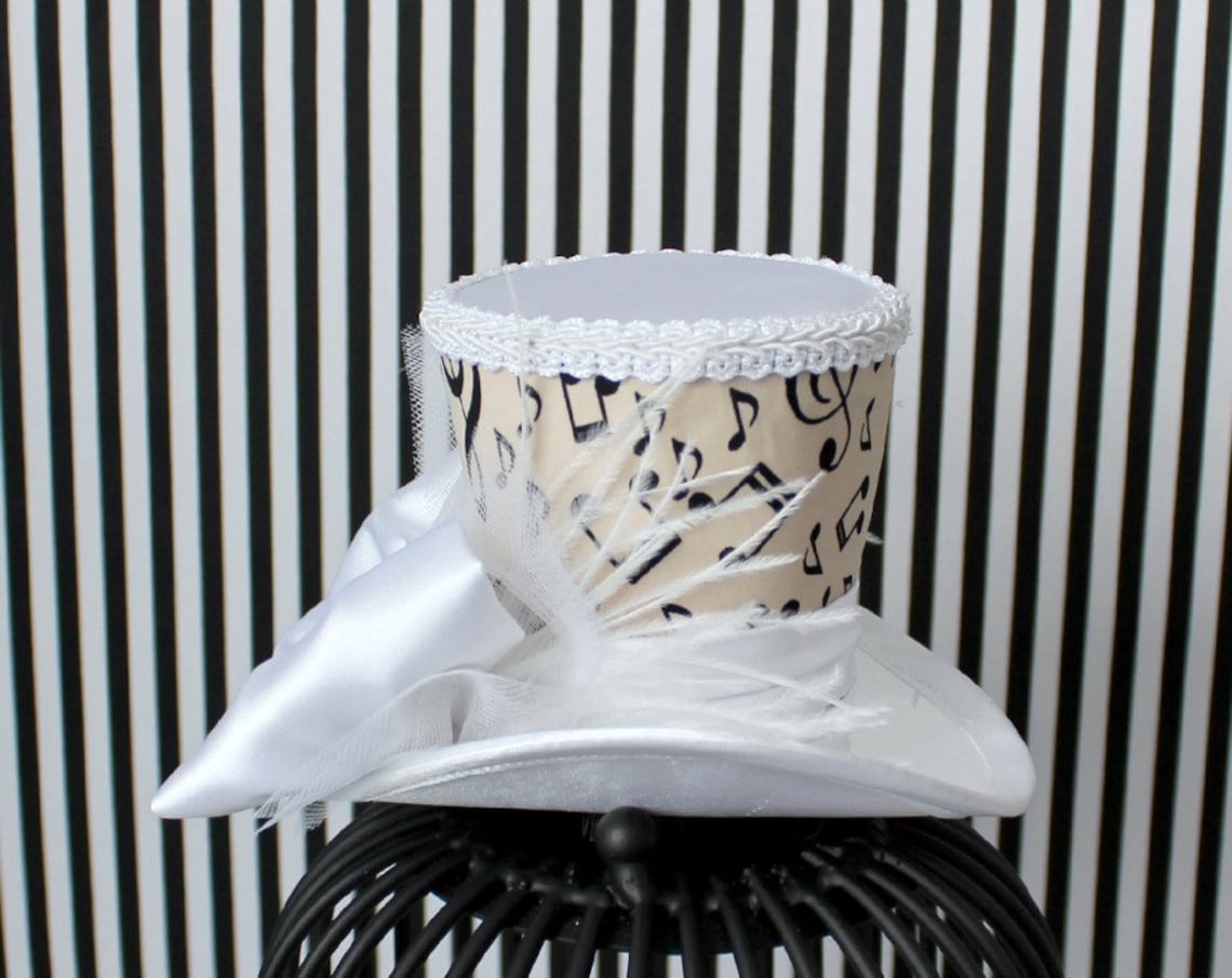 Music Notes Mini Top Hat Mini Top Hat Mad Hatter Hat - Etsy