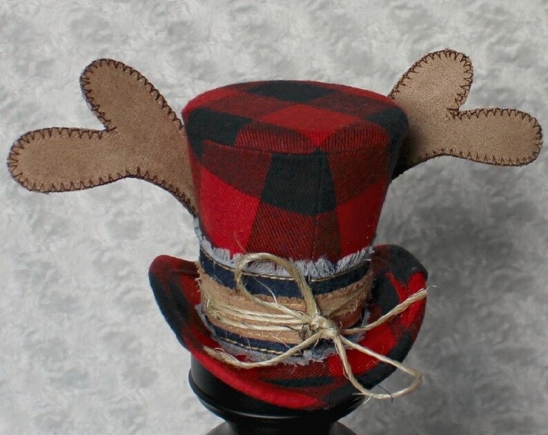 Lumberjack Mini Top Hat Antlers Hat Mad Hatter Hat - Etsy