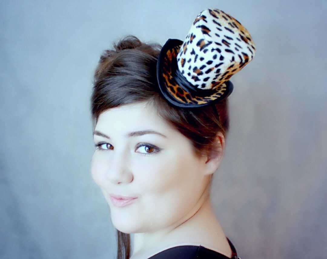 Leopard Mini Top Hat , Mini Top Hat , Mad Hatter Hat , Fascinator ...