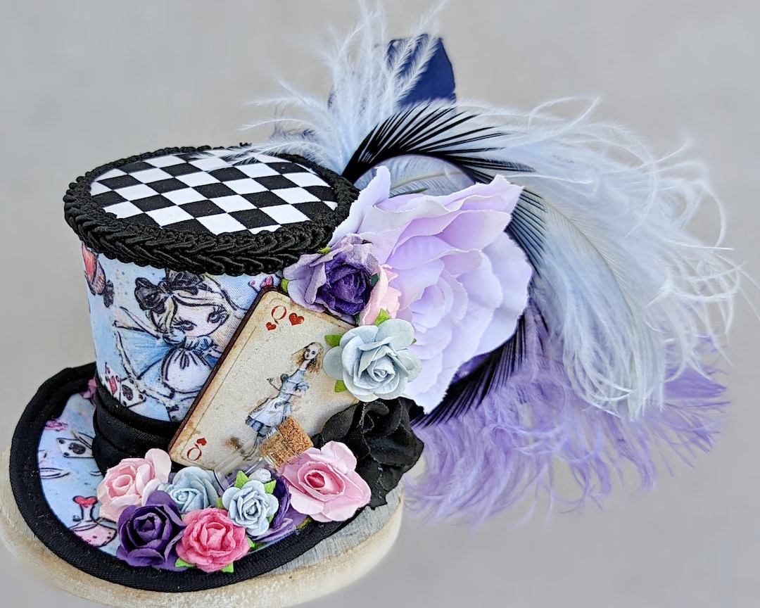 Alice Mini Top Hat, Blue Mini Top Hat, Alice Costume Fascinator ...