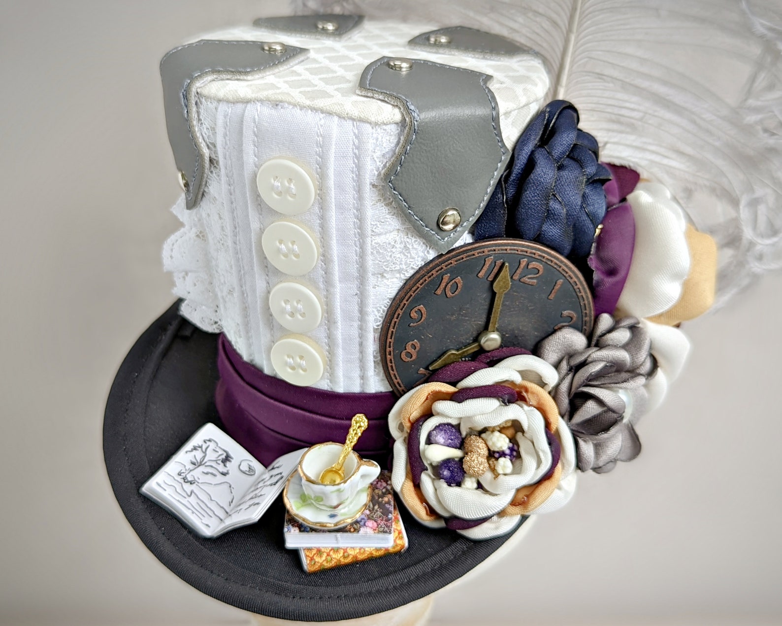 Steampunk Wedding Hat Steampunk Mini Top Hat Ivory Top Hat - Etsy