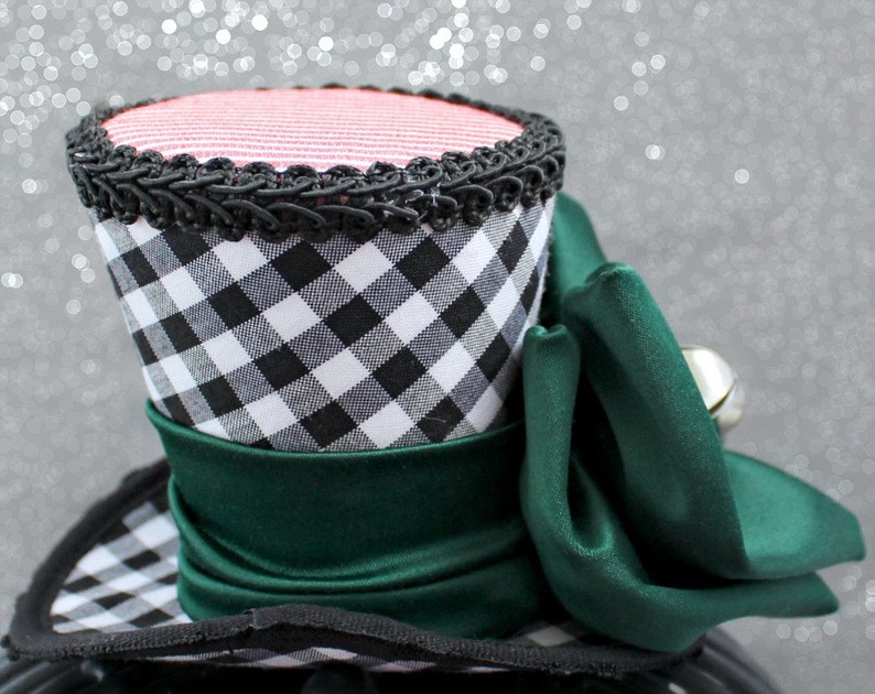 Christmas Mini Top Hat Holiday Party Hat Black and Green - Etsy