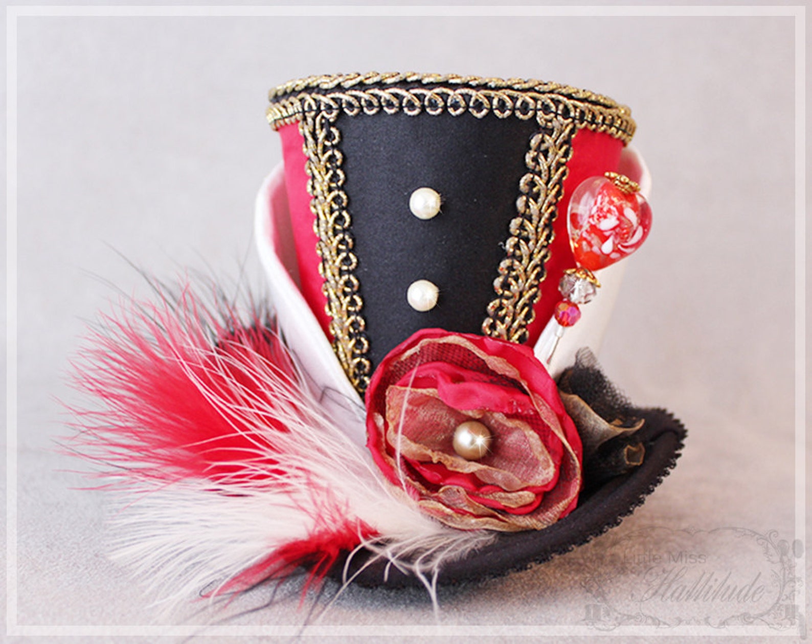 Red Queen of Hearts Mini Top Hat Tea Party Hat Mad Hatter - Etsy