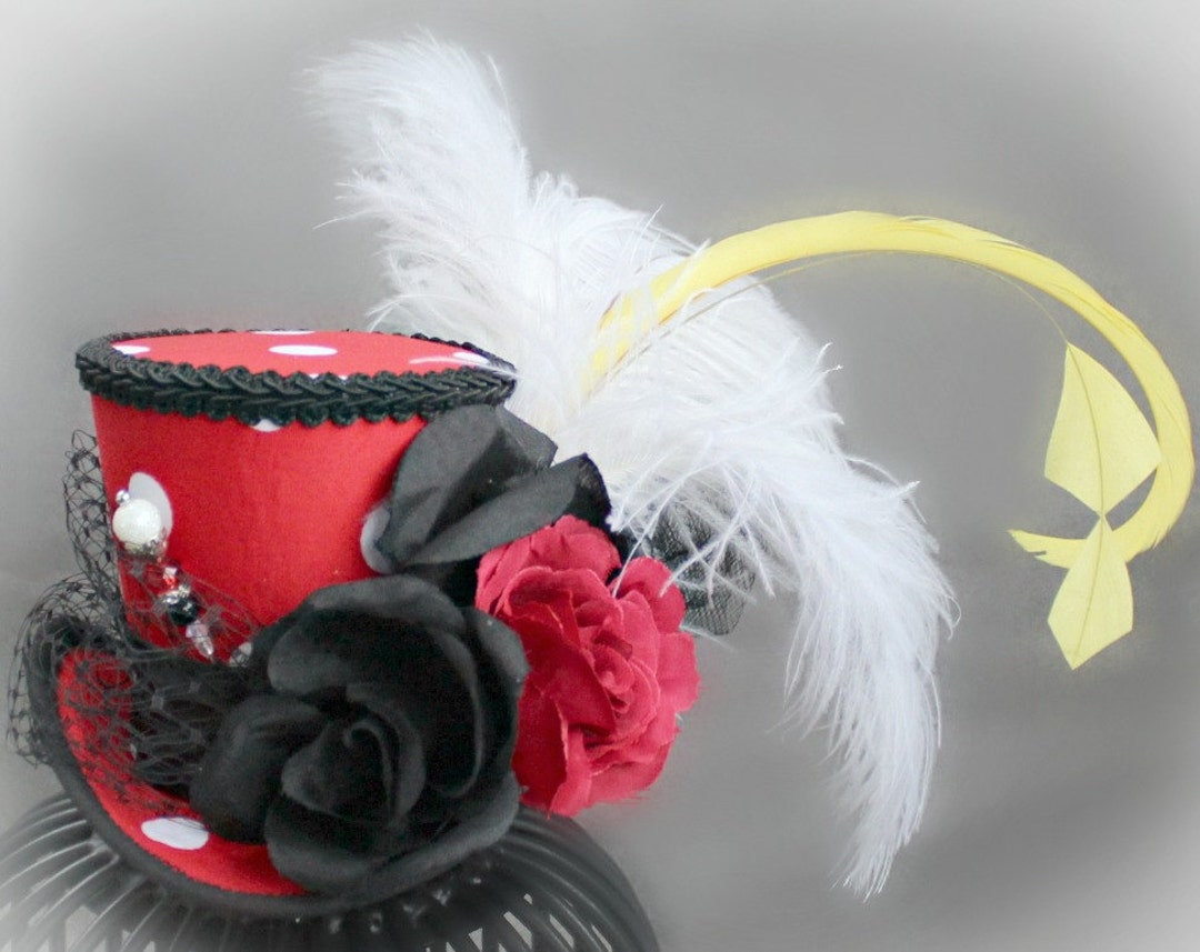 Mouse Mini Top Hat, Red With White Polka Dots Mini Top Hat, Park ...