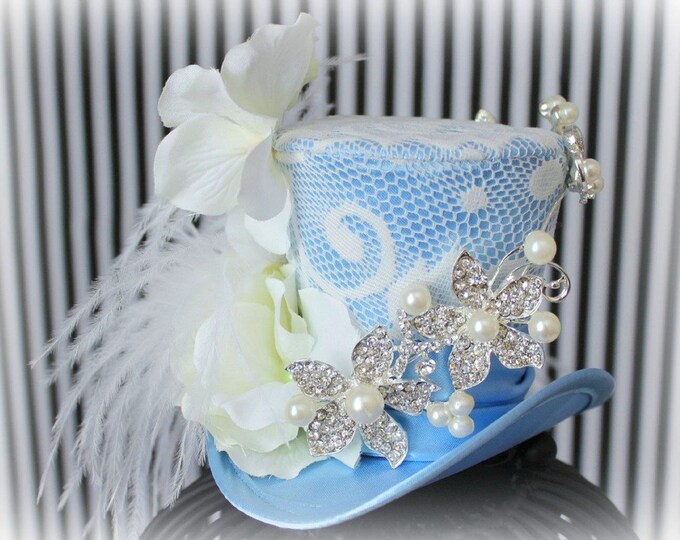 Victorian Mini Top Hat Blue Mini Top Hat Mad Hatter Hat - Etsy
