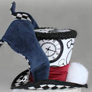 White Rabbit Mini Top Hat, White Rabbit Costume Fascinator, Birthday ...