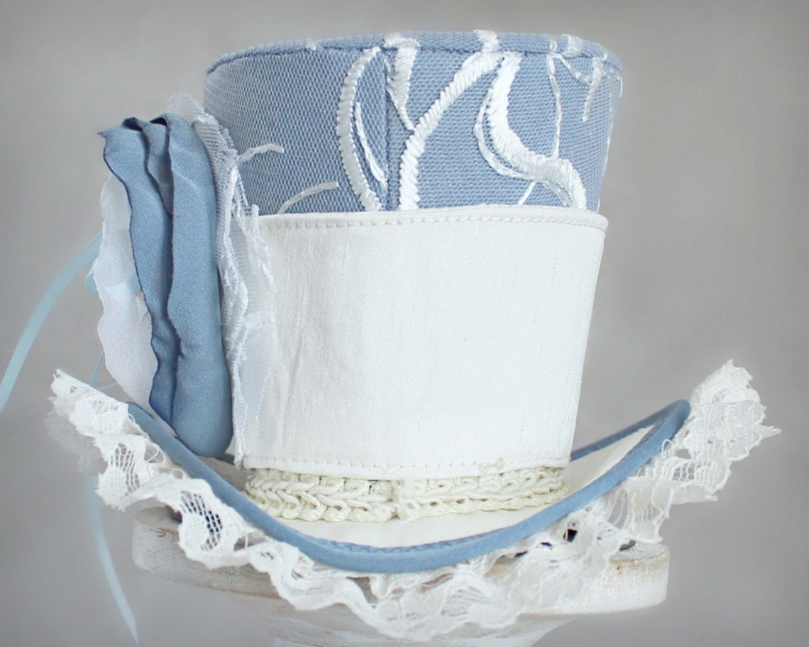 Blue Mini Top Hat Blue Wedding Hat Bridal Mini Top Hattea | Etsy