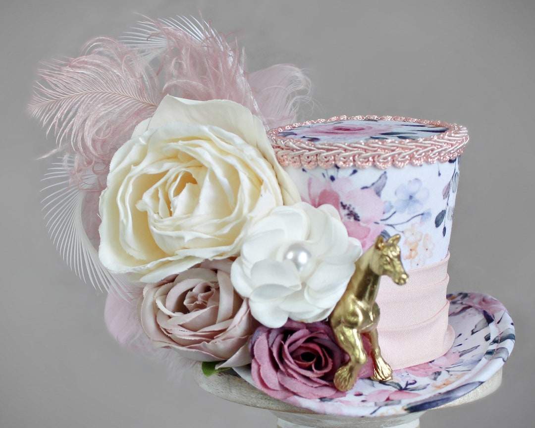 Pink Kentucky Derby Mini Hat, Horse Mini Top Hat, Flower Mini Top Hat ...