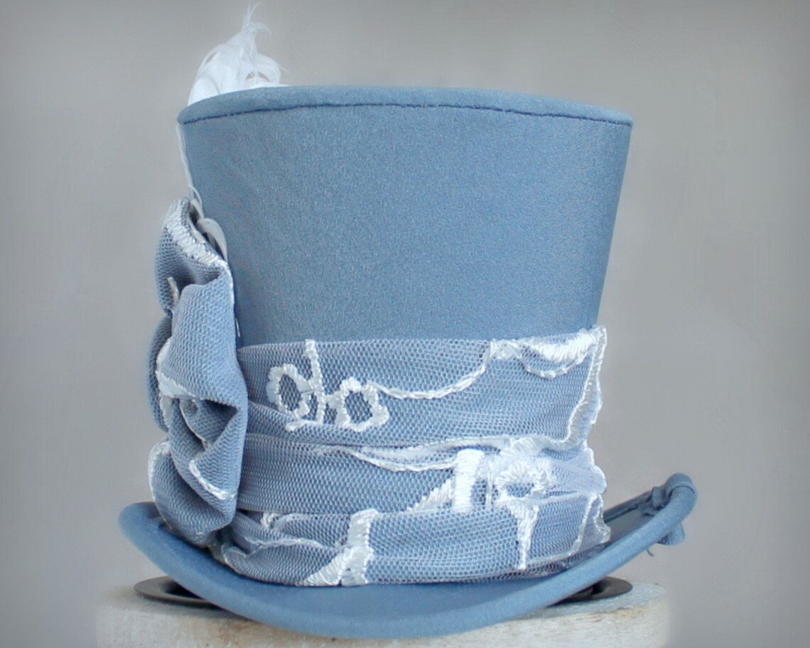 Blue Mini Top Hat Blue Wedding Hat Bridal Mini Top Hattea | Etsy