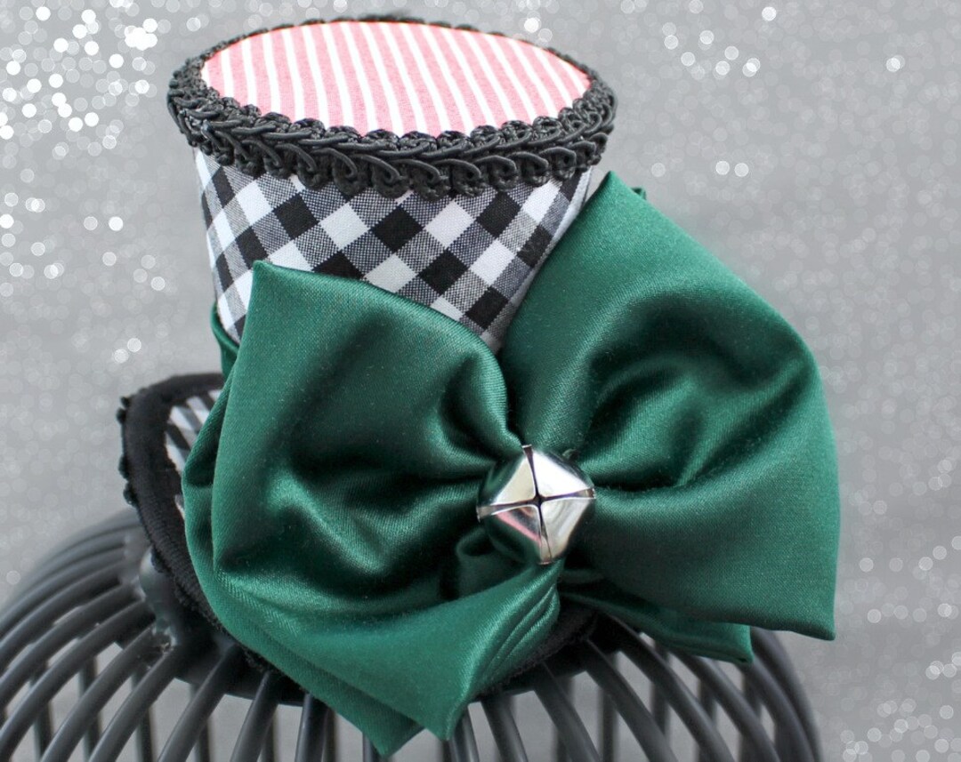 Christmas Mini Top Hat, Holiday Party Hat, Black and Green Mini Top Hat ...