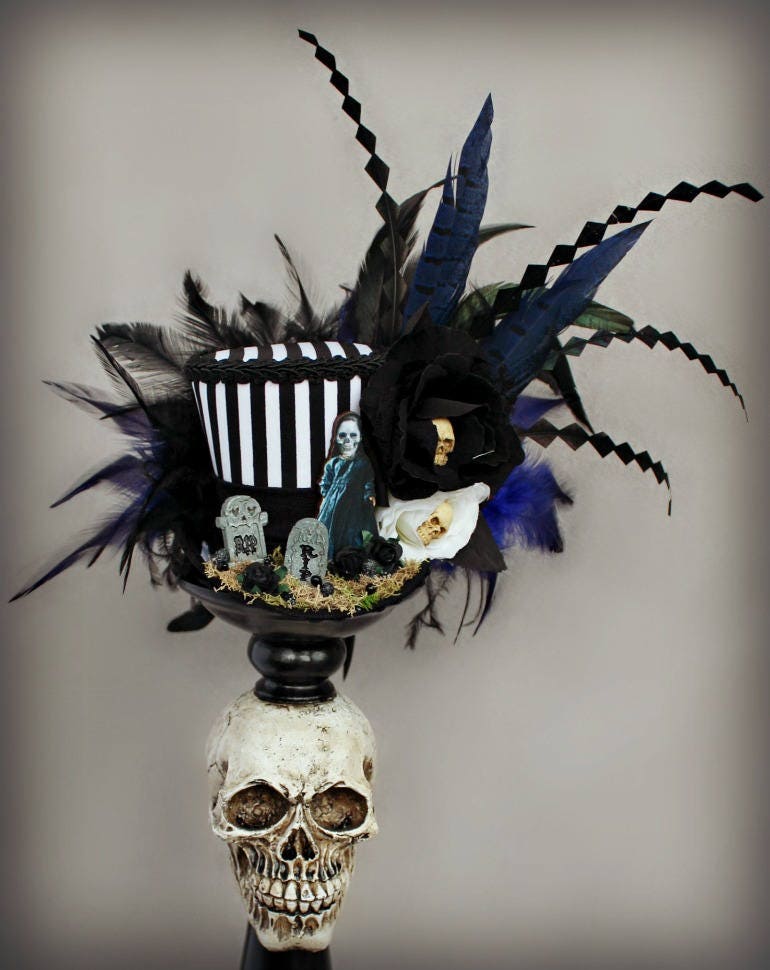 Zombie Mini Top Hat Macabre Hat Gothic Fascinator Day of | Etsy