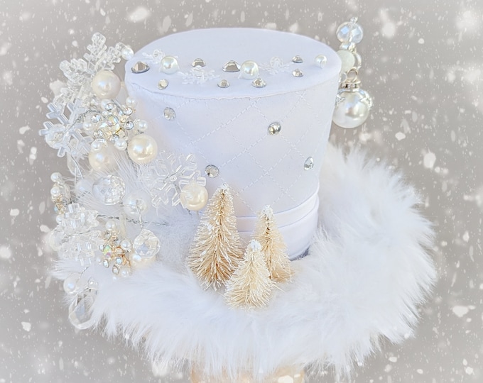 Winter Wonderland Mini Top Hat, Christmas Mini Top Hat, Holiday Party ...