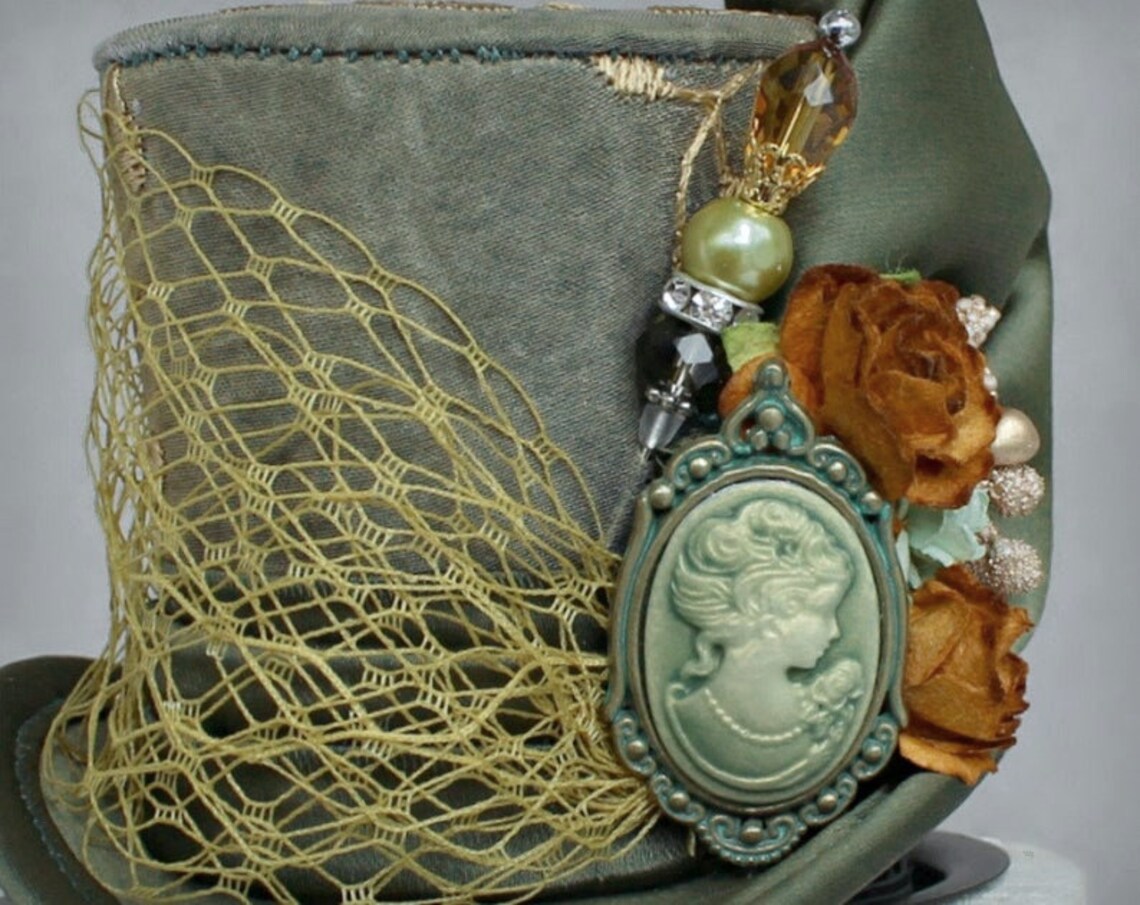 Green Mini Top Hat Monochromatic Mini Top Hat Victorian Hat - Etsy