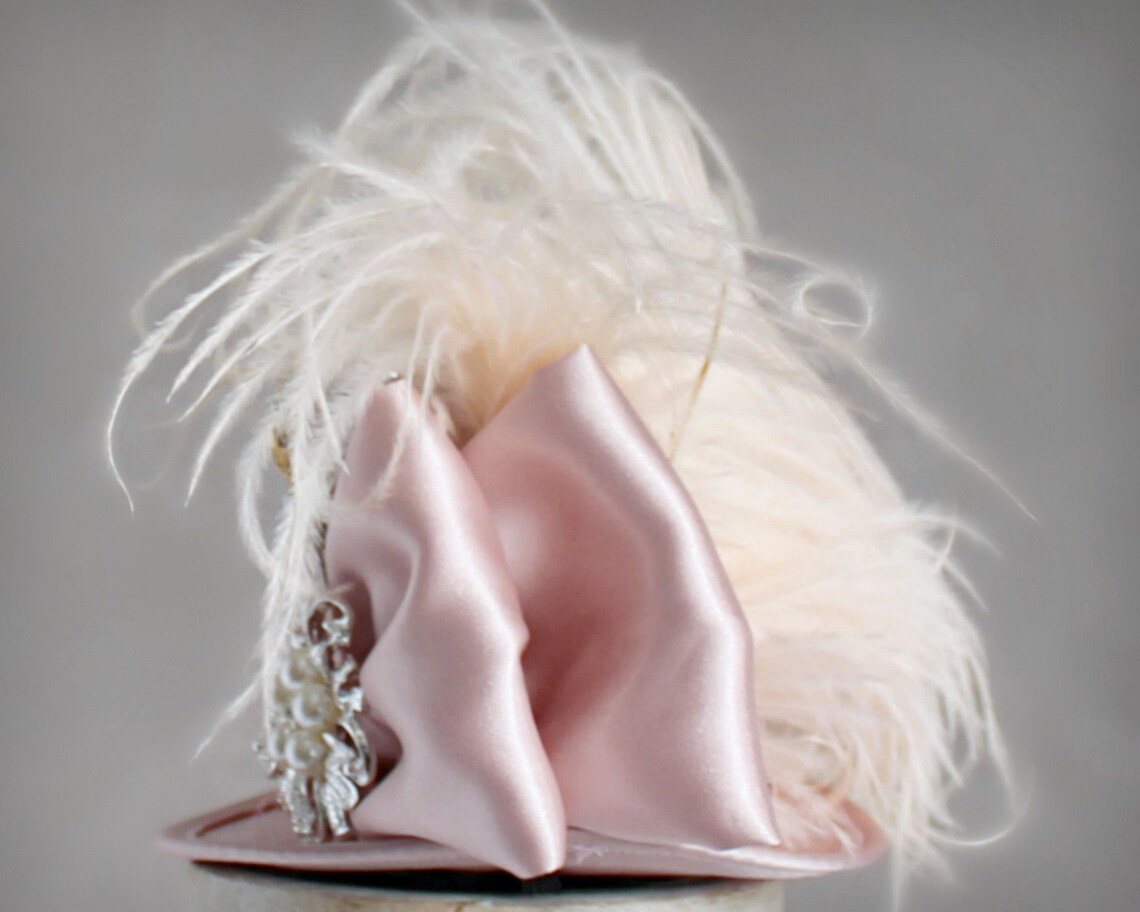 Pink Mini Top Hat, Pink Feather Mini Party Hat, Pink New Years Mini Top ...