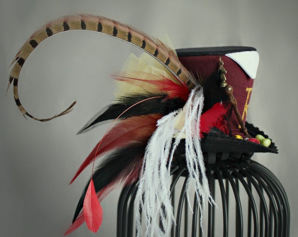 Wizard Mini Top Hat Wizarding School Hat Red Black Yellow - Etsy